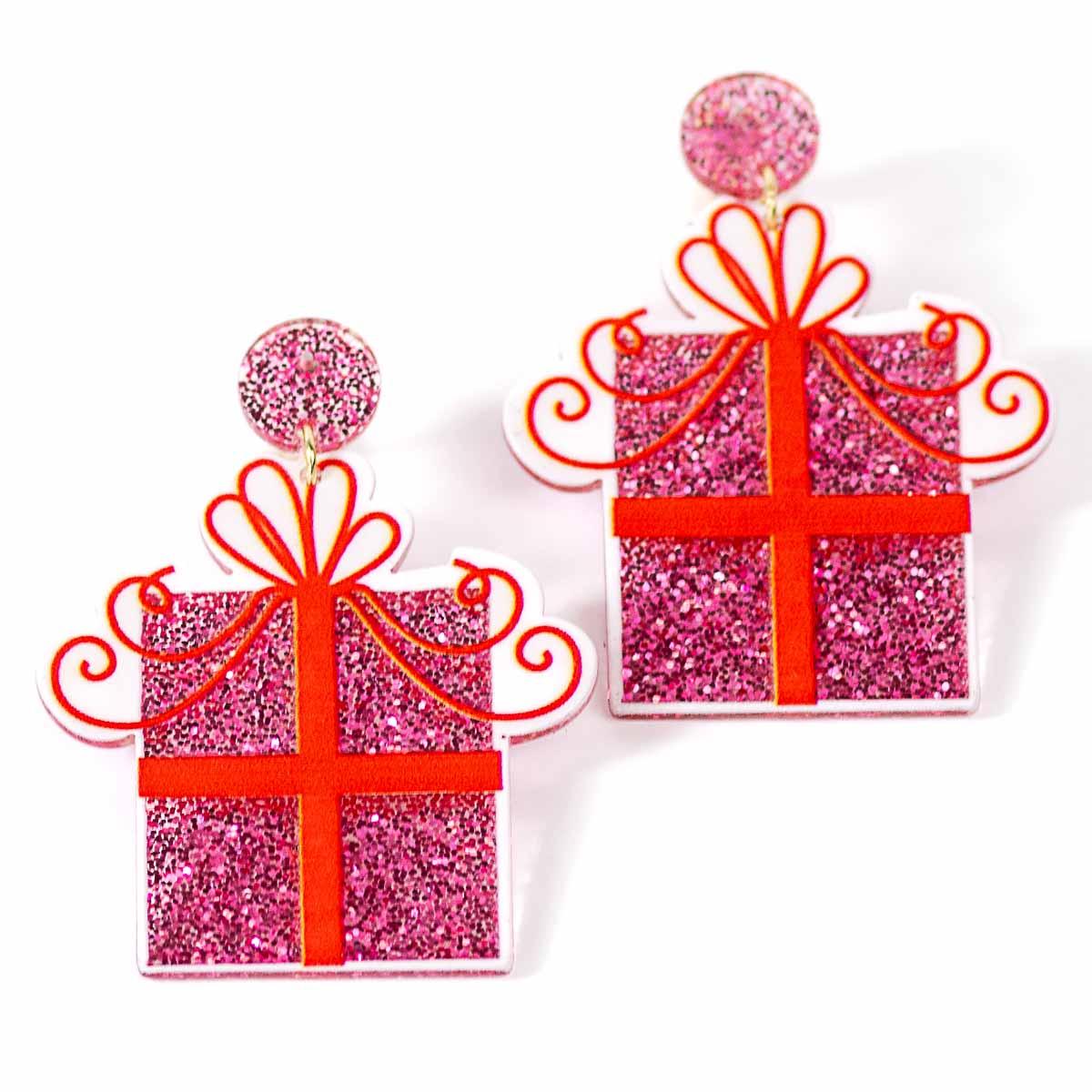 Sparkle Present Earrings in Pink/Red| The Royal Standard