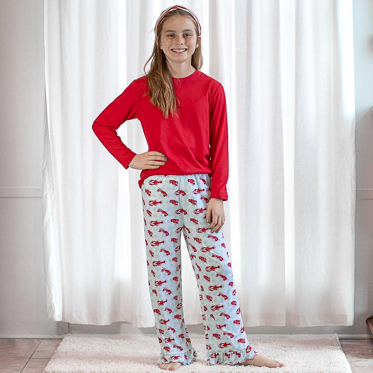 Girls Crawfish O'Clock Ruffle Sleep Pants | The Royal Standard
