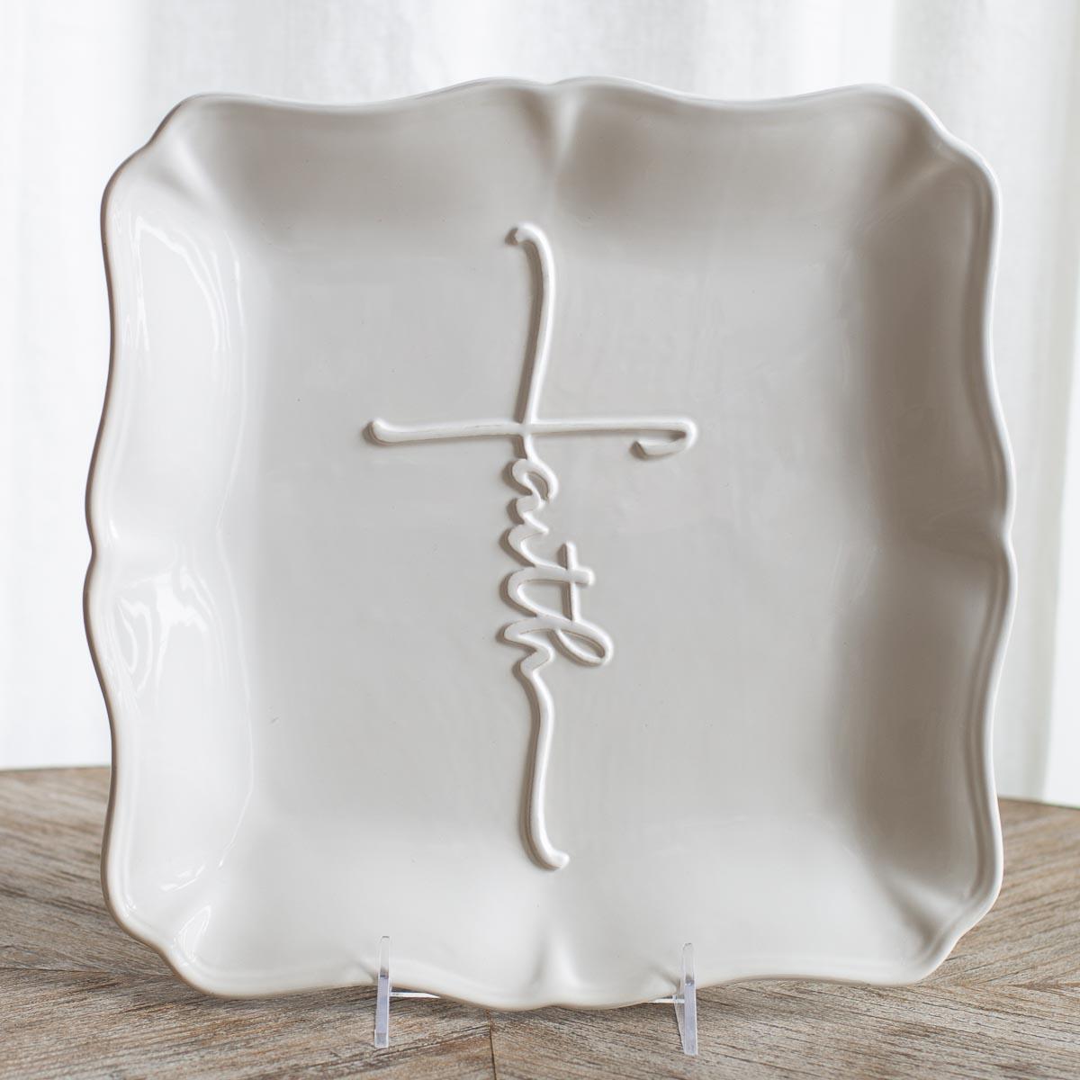 Faith Embossed Square Platter | The Royal Standard