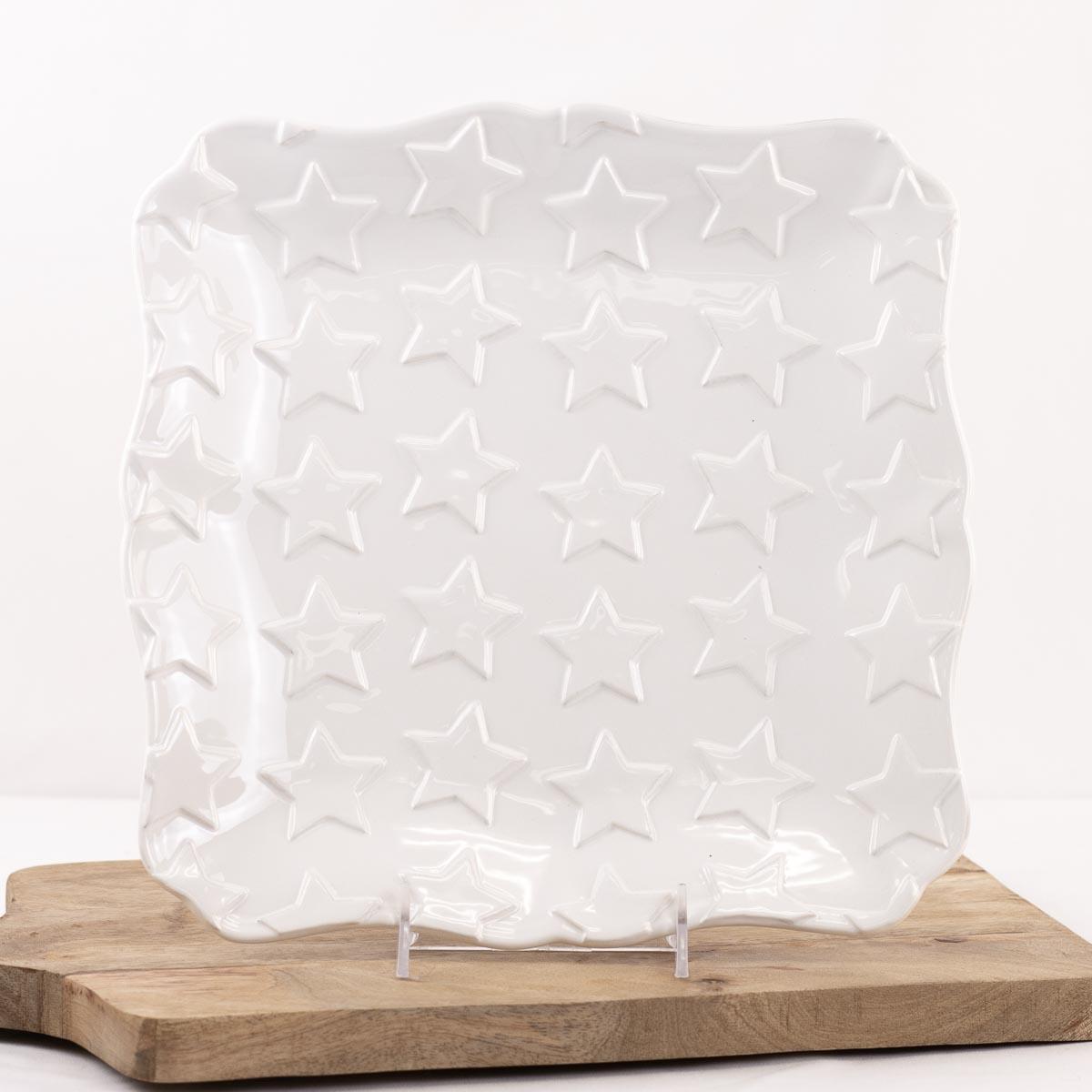 Star Embossed Square Platter | The Royal Standard