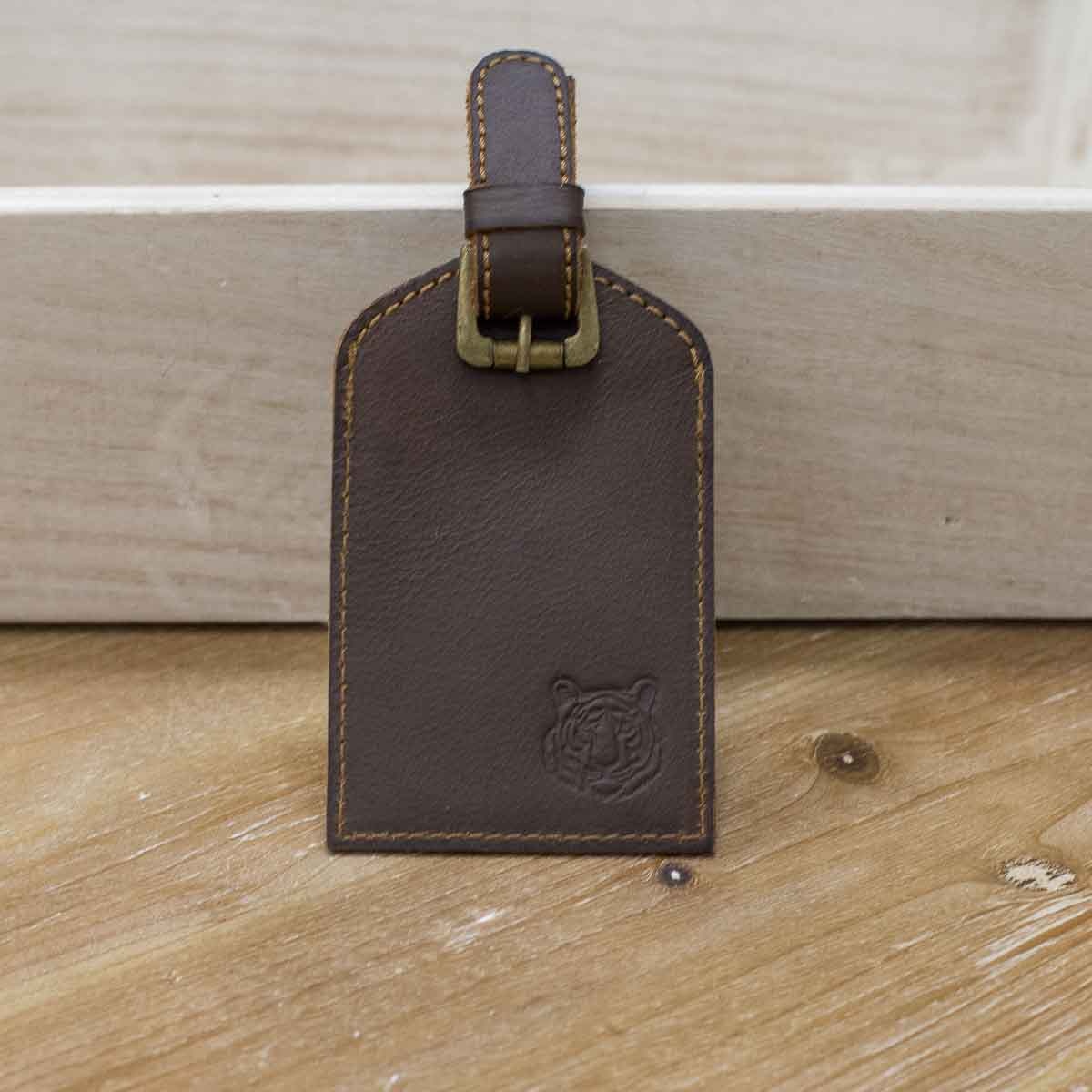 Tiger Leather Embossed Luggage Tag | The Royal Standard