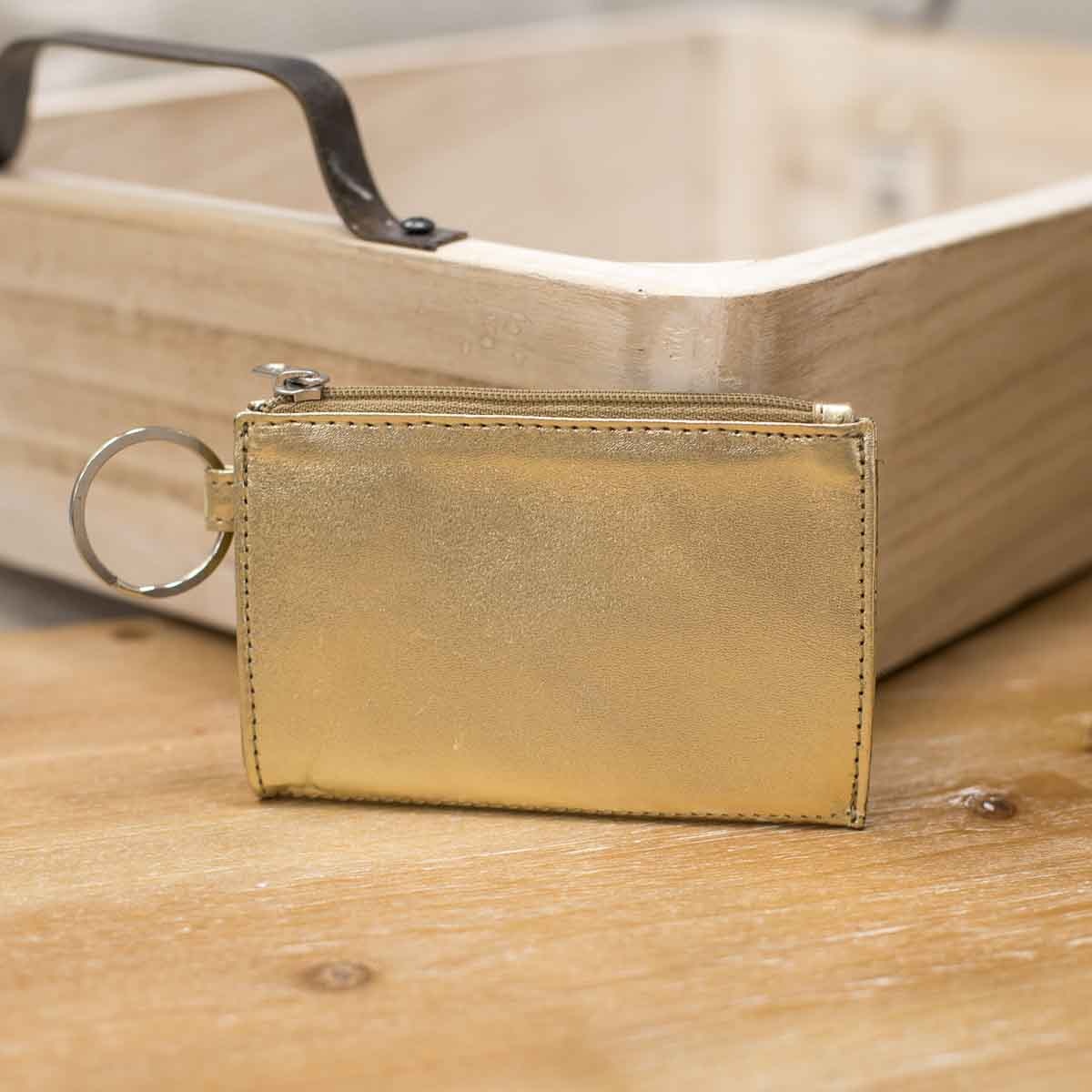 Leather Keychain Wallet in Gold | The Royal Standard